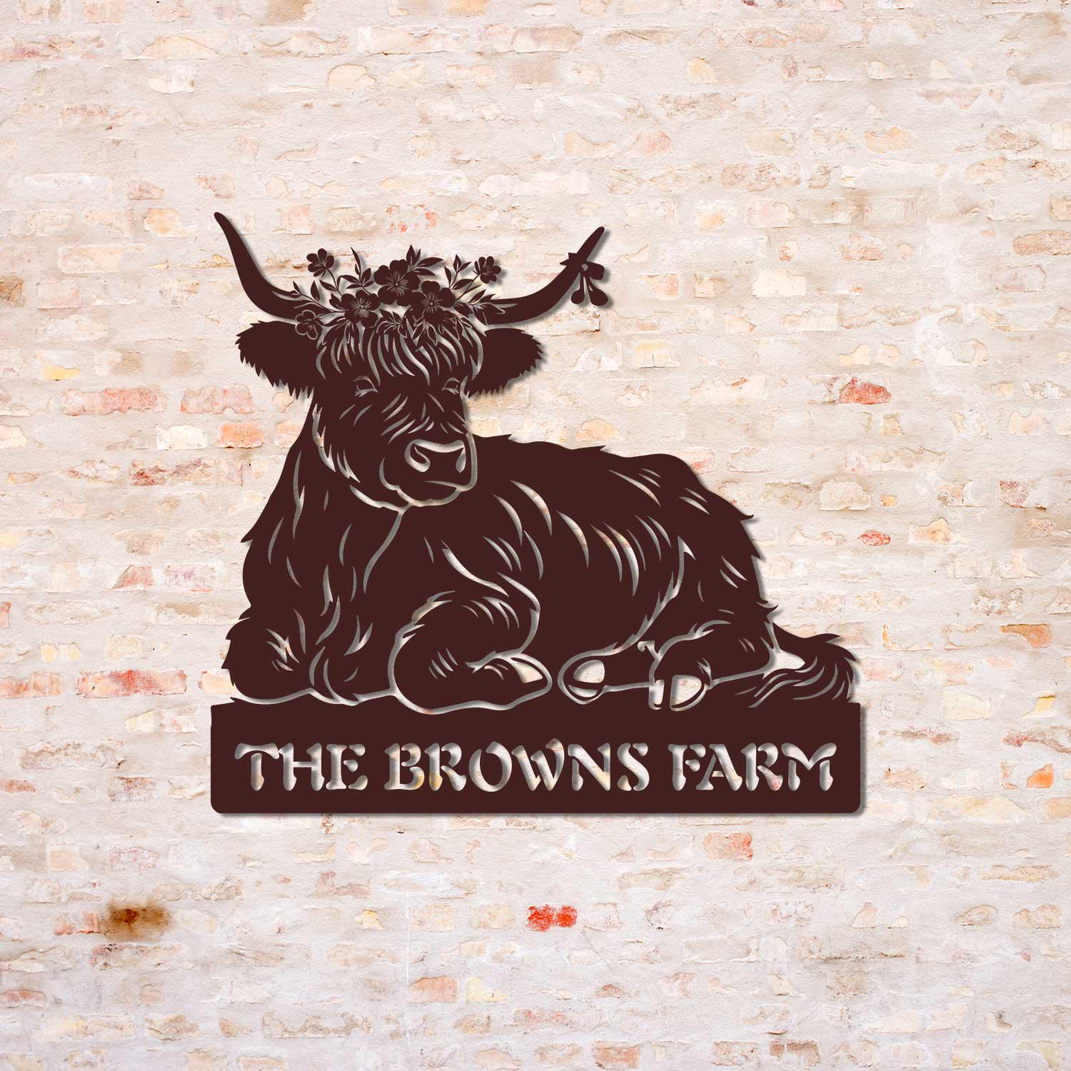 Custom Highland Cow Metal Sign, Ranch Decor,cow Door Hanger Sign ...