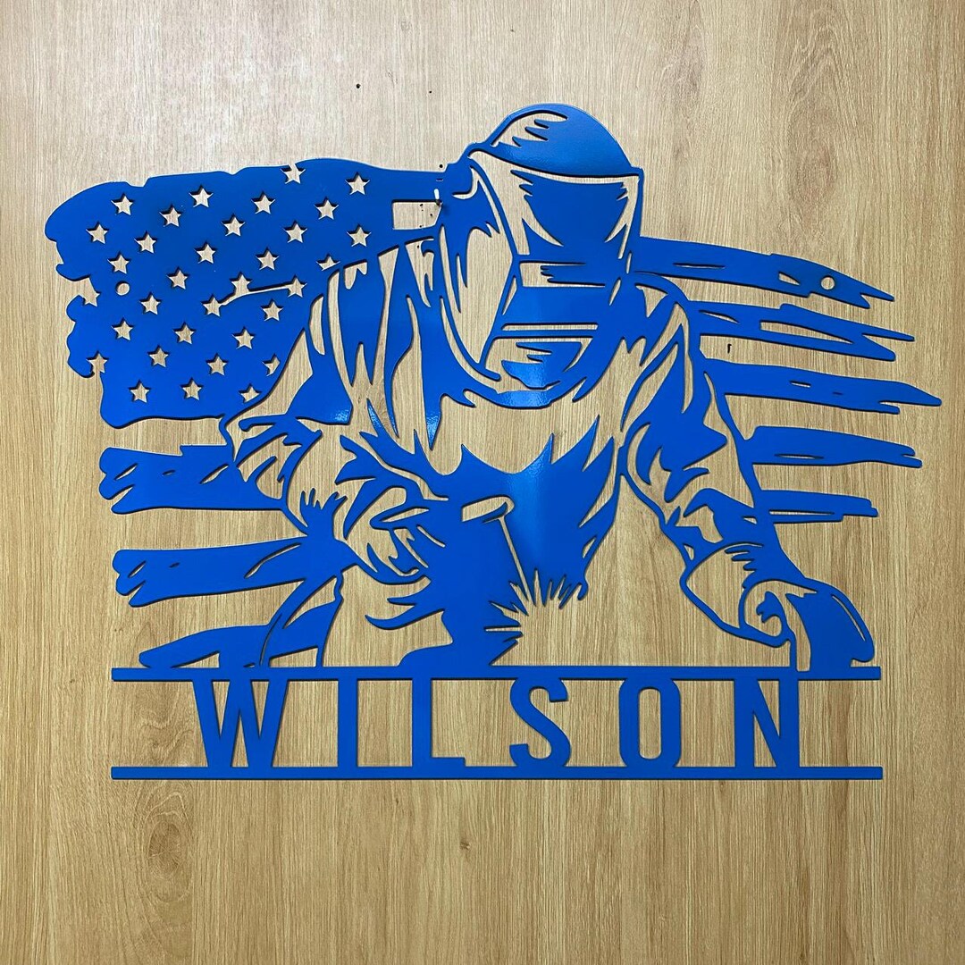 Personalized US Ironworker Welding Metal Wall Art, Custom Welder Metal ...