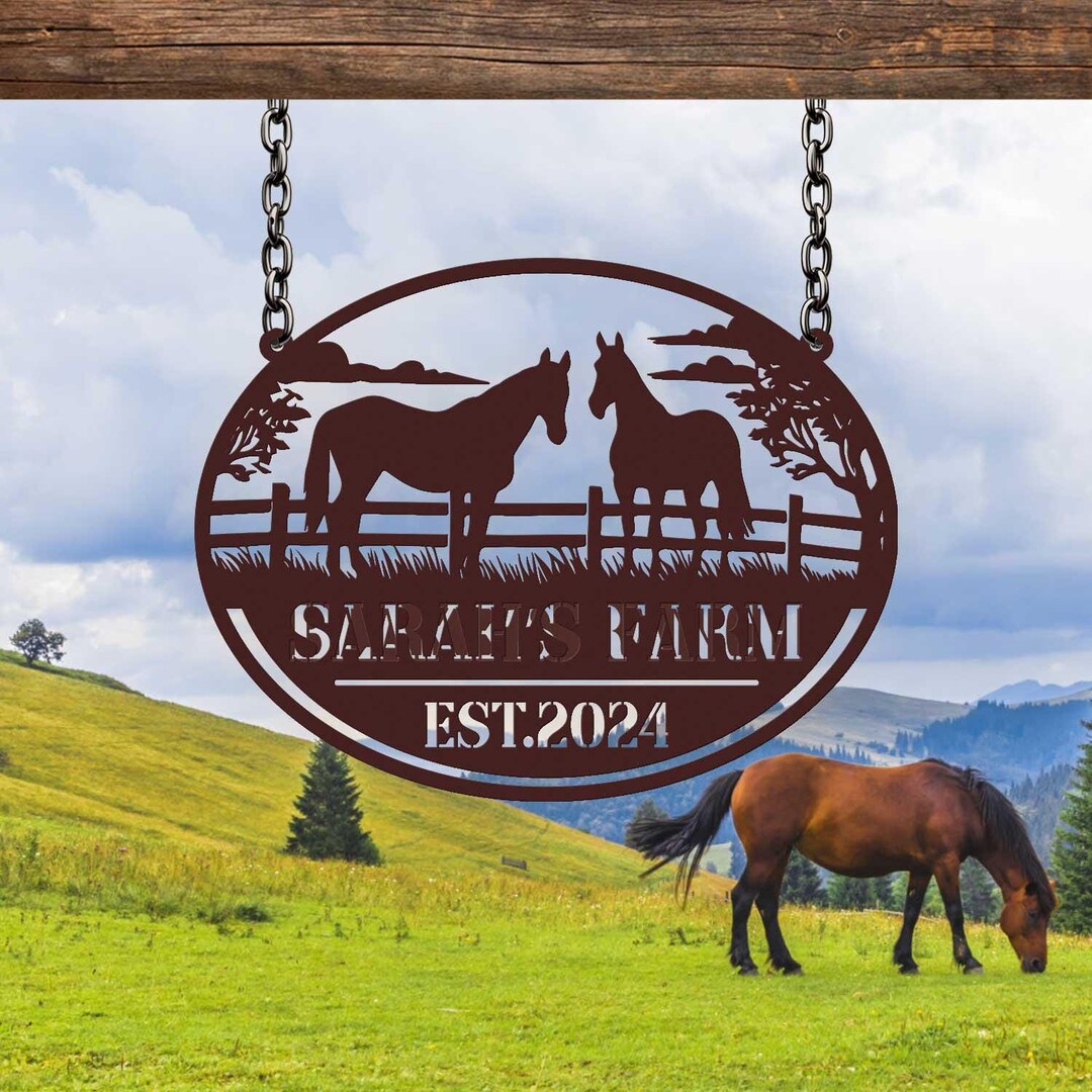Custom Horse Metal Farm Sign, Personalized Horse Ranch Metal Sign ...