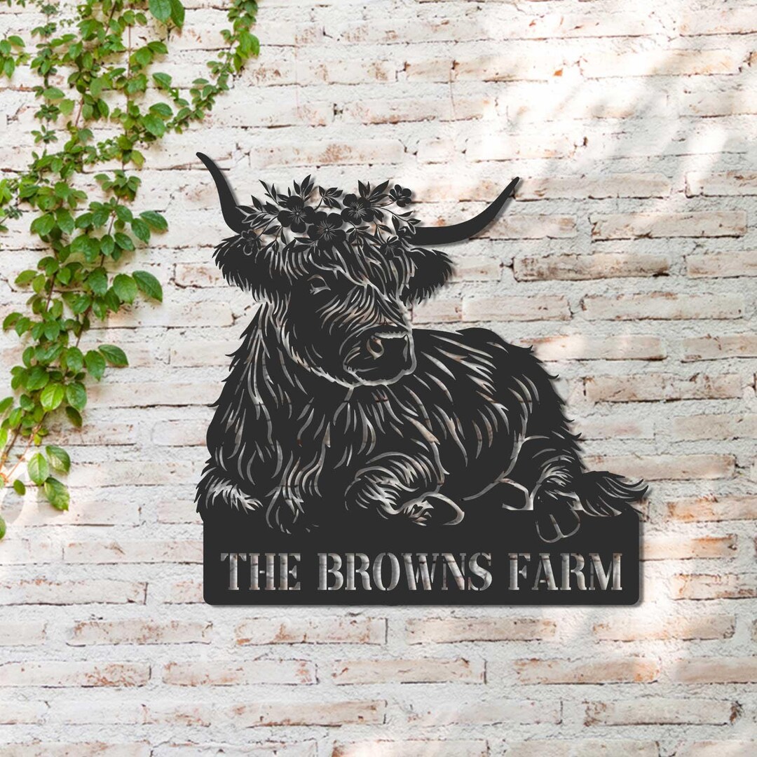 Custom Highland Cow Metal Sign, Custom Highland Cow Wall Art ...