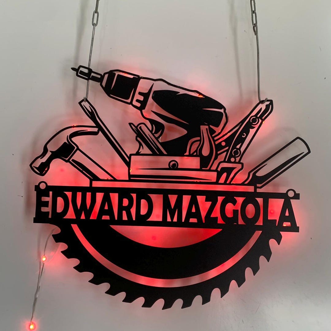 Custom Carpenter Tools Metal Wall Art With LED Lights, Personalized ...