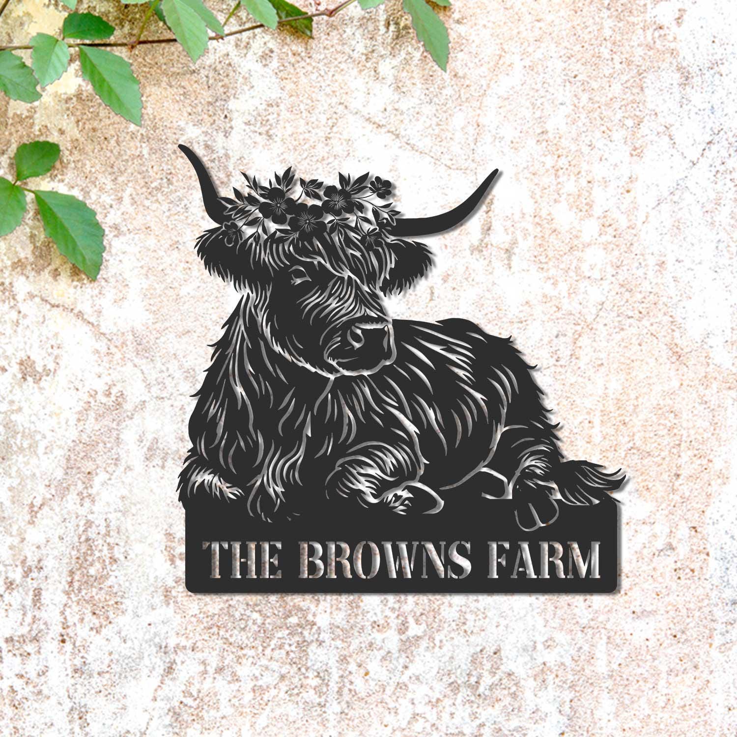 Custom Highland Cow Metal Sign, Custom Highland Cow Wall Art ...