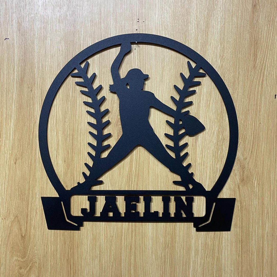 Custom Girl Baseball Metal Wall Art With Name, Personalized Softball ...