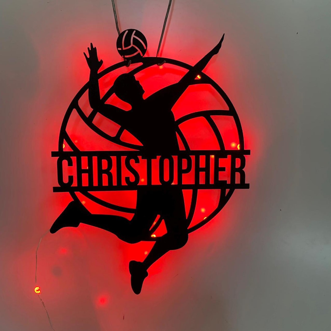 Custom Volleyball Metal Wall Art With LED Lights, Personalized ...