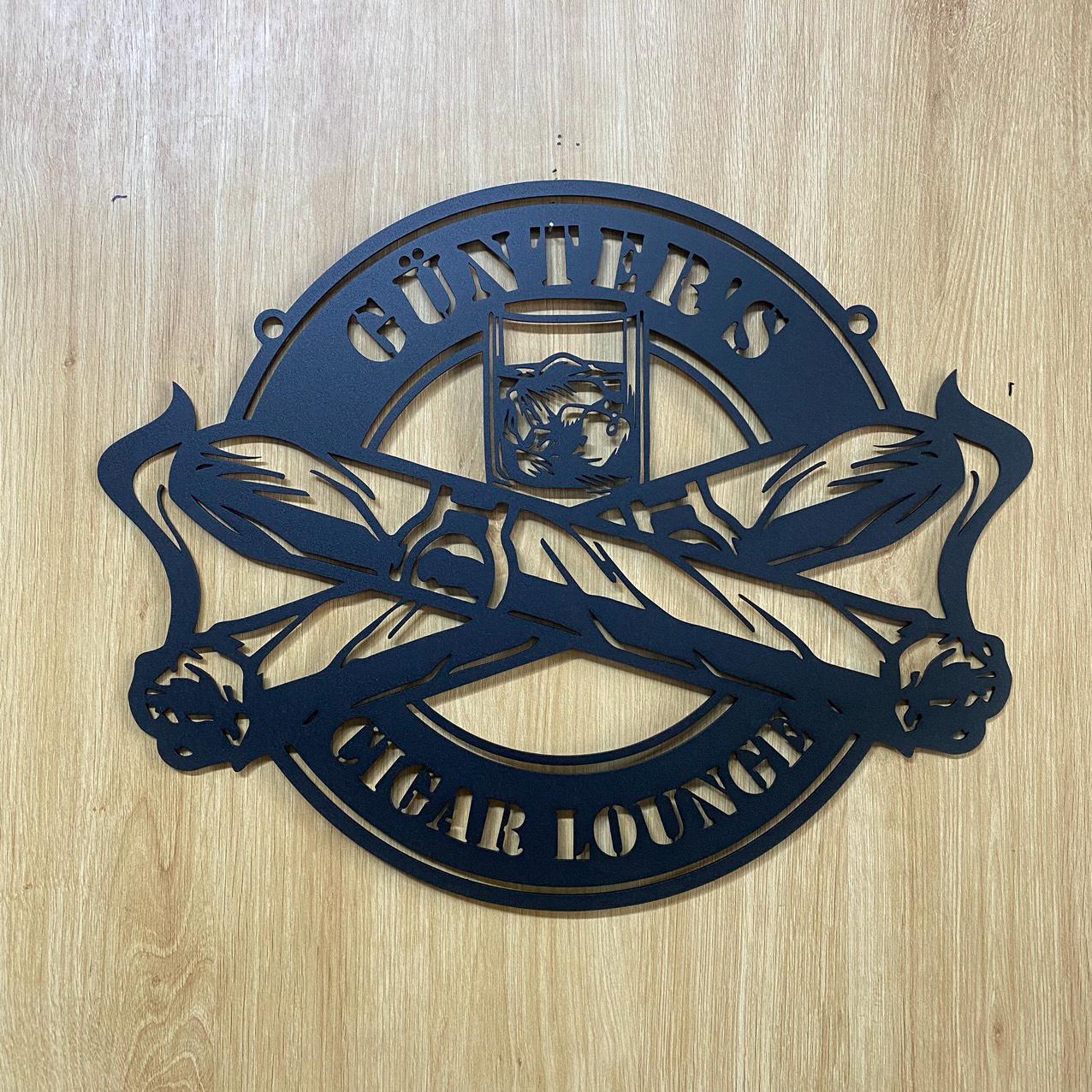 Personalized Name Cigar Lounge Metal Sign, Cigar Smoking Metal Wall Art ...