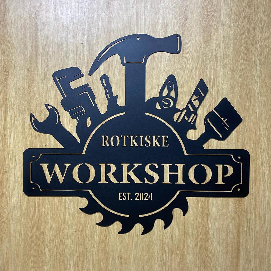 Custom Mechanic Workshop Metal Wall Art, Personalized Workshop ...