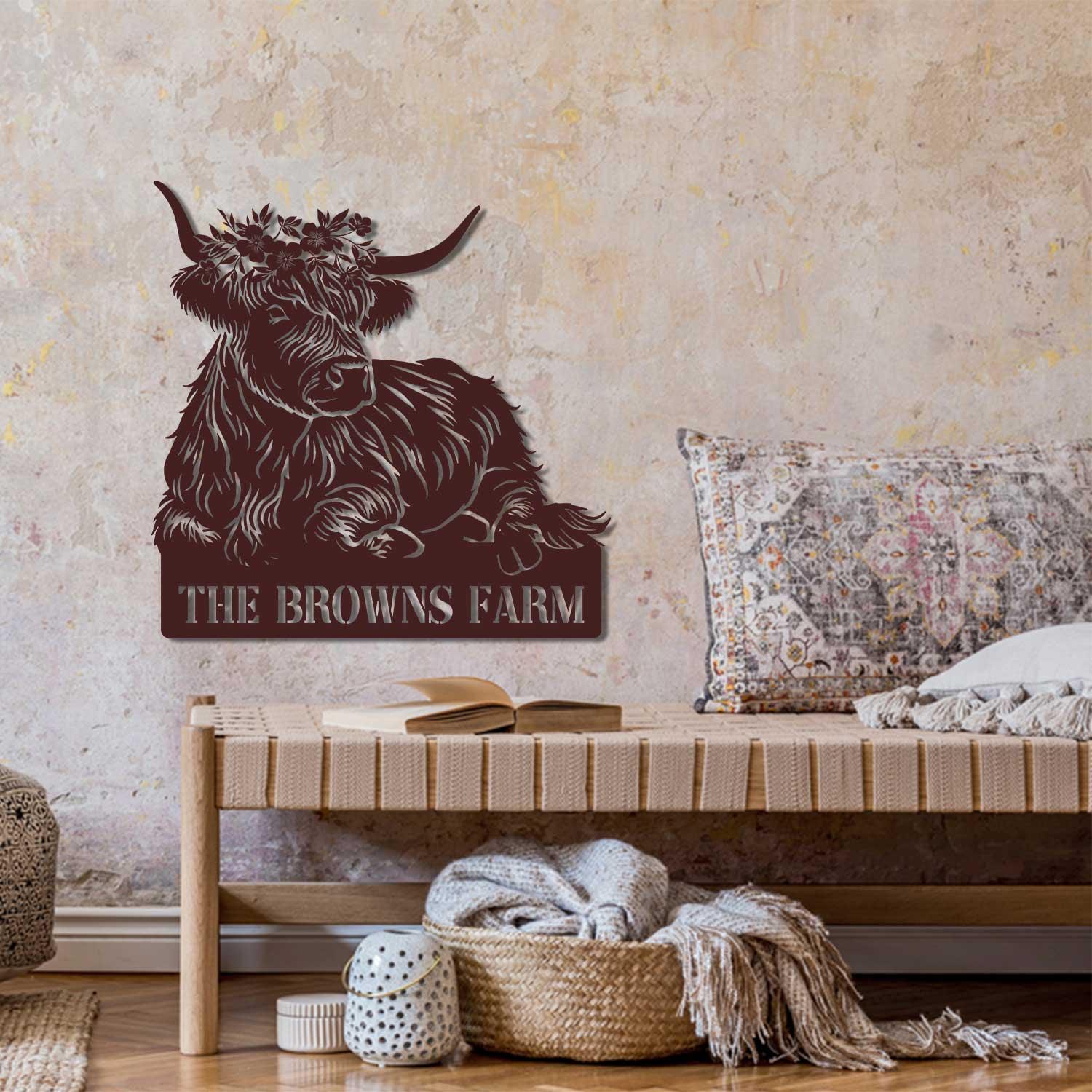 Custom Highland Cow Metal Sign, Custom Highland Cow Wall Art ...
