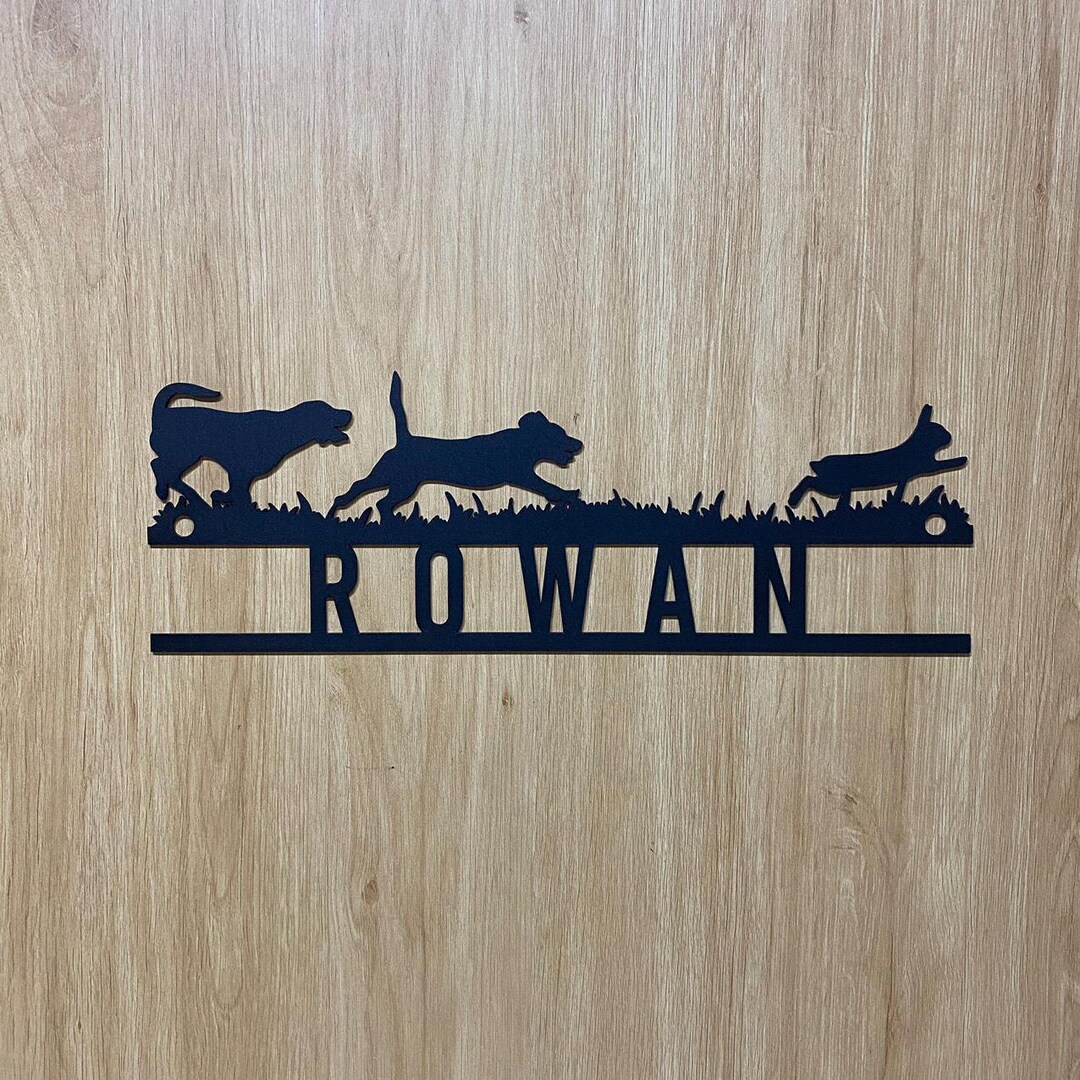 Custom Dog Chasing Rabbit Metal Wall Art, Personalized Dog Hunting ...