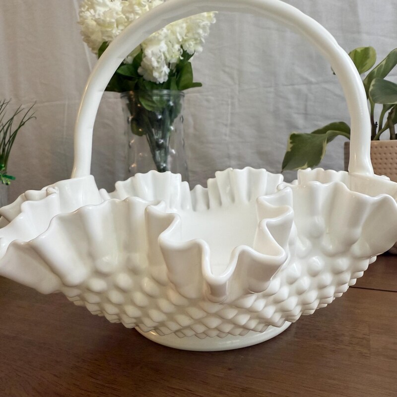 Milk Glass Basket - Etsy