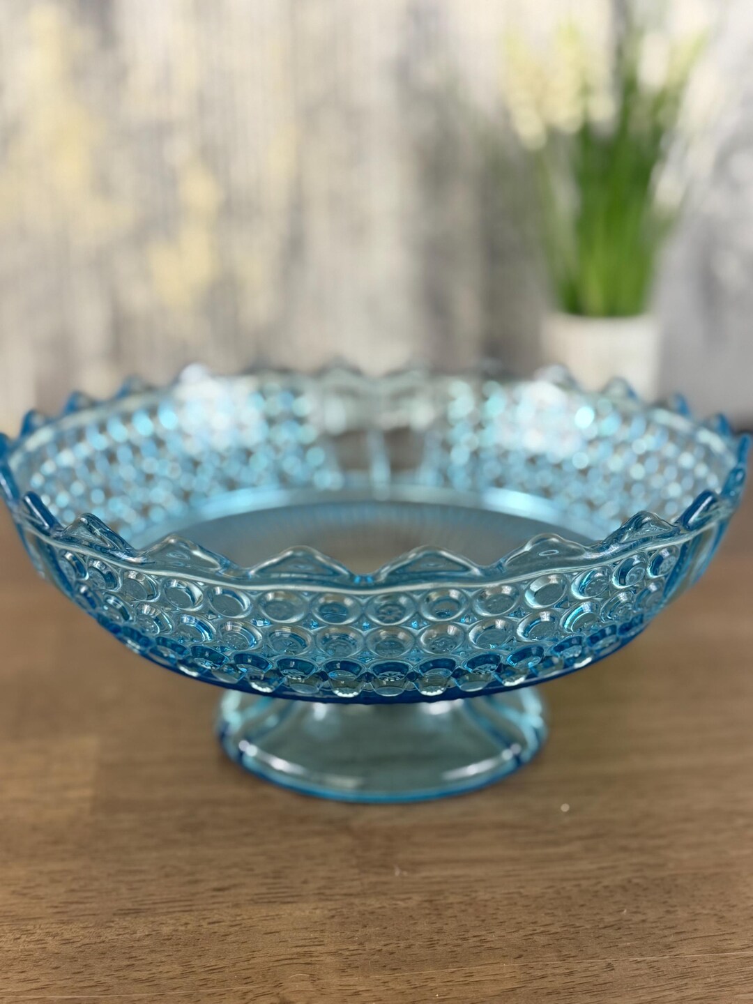 Antique Compote Bowl EAPG Pressed Glass Three Panel Pattern Pedestal ...