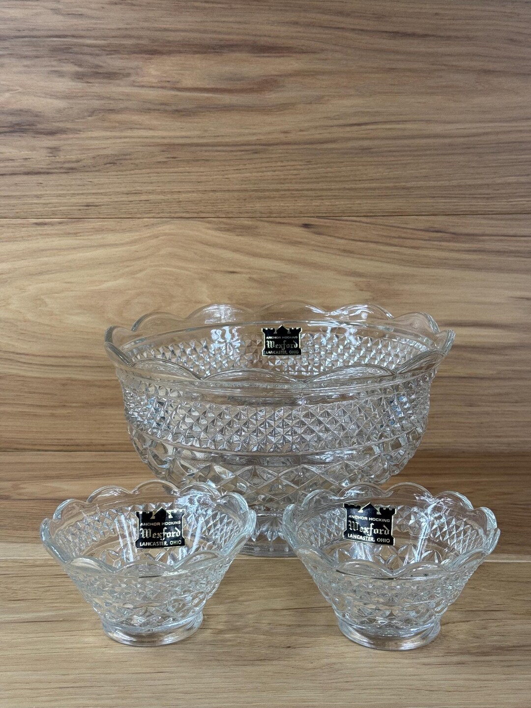Vintage Anchor Hocking Wexford Pattern Pressed Glass Footed Large Fruit ...