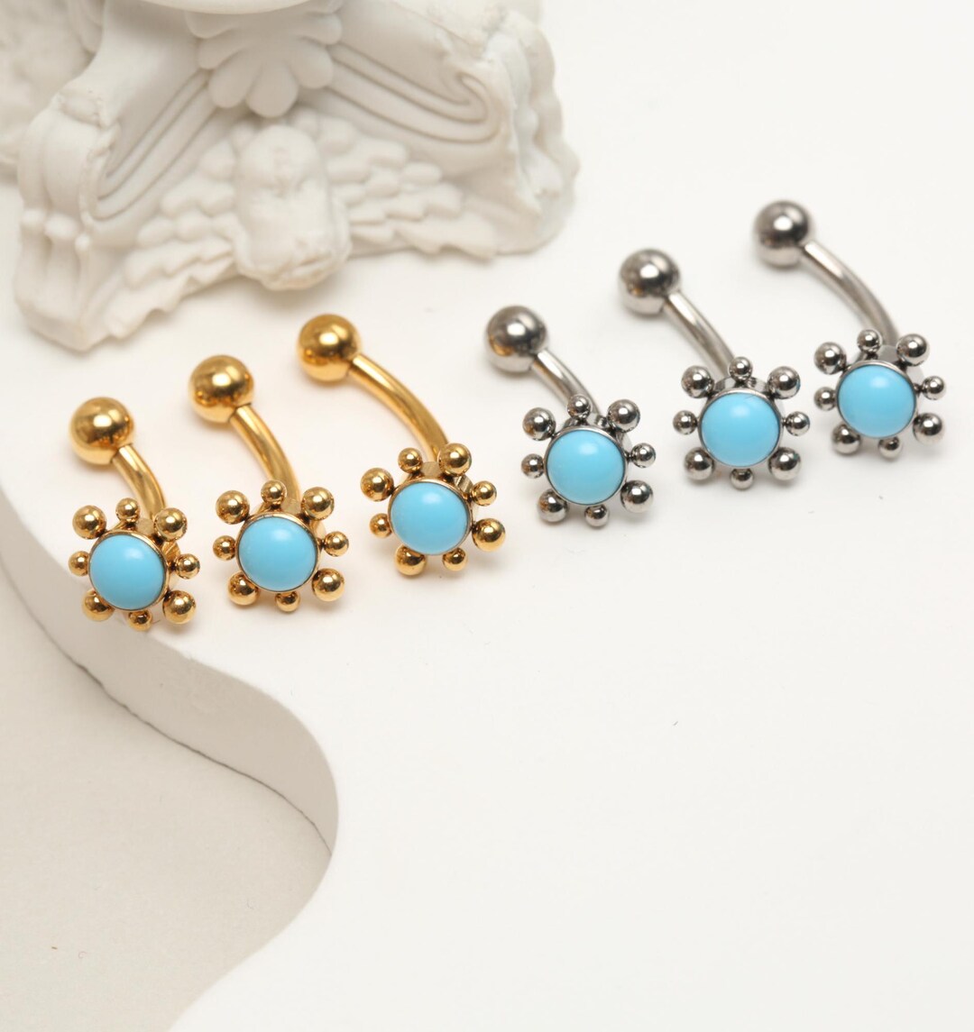 8/10/12mm Turquoise Navel Belly Ring -navel Piercing Jewelry-14g- G23 ...