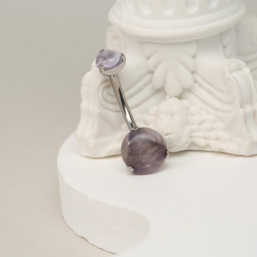 Amethyst Navel Belly Ring -navel Piercing Jewelry-14g- G23 Titanium ...