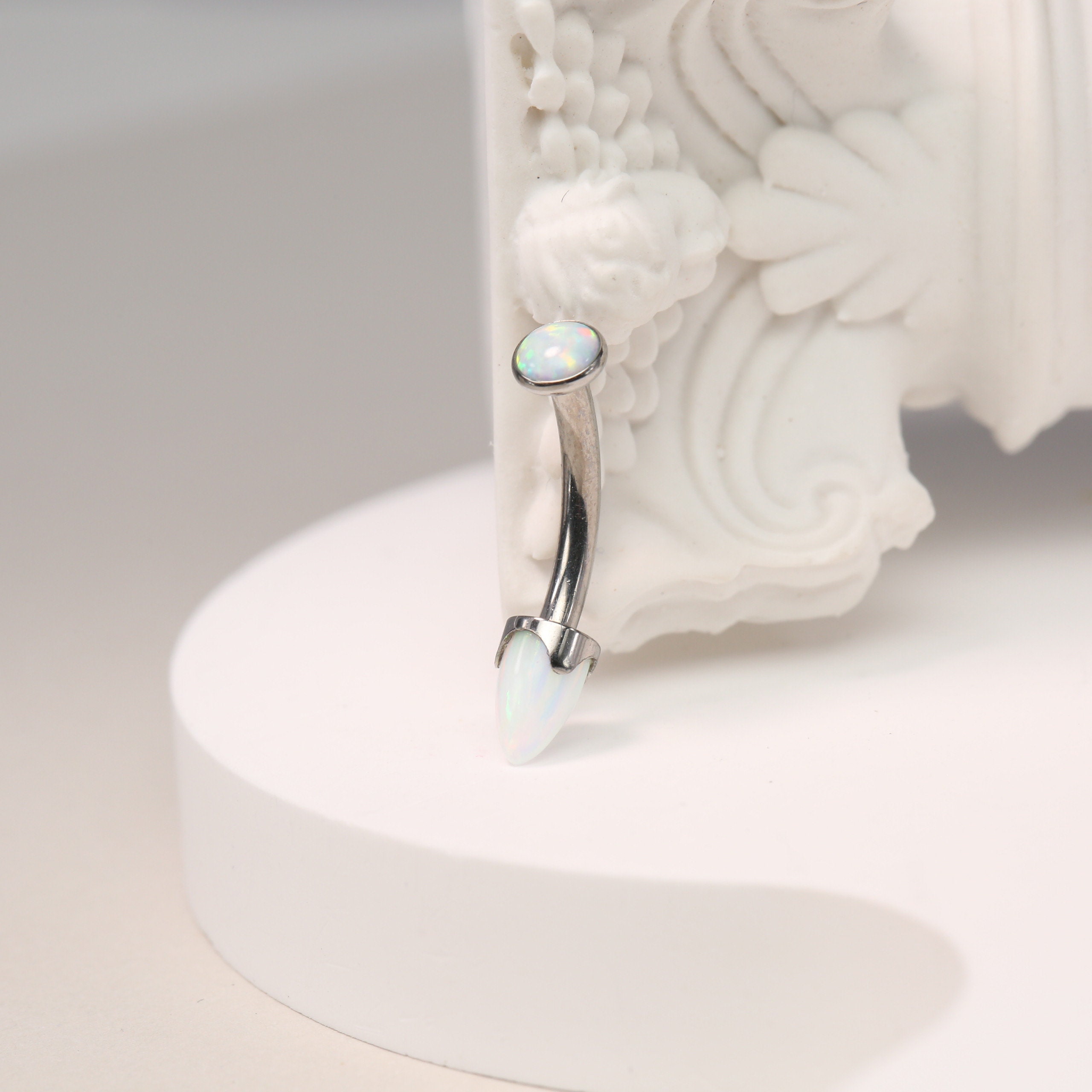 Eyebrow Jewelry 16g Arrow Shape White Opal - Eyebrow Piercings - G23 ...