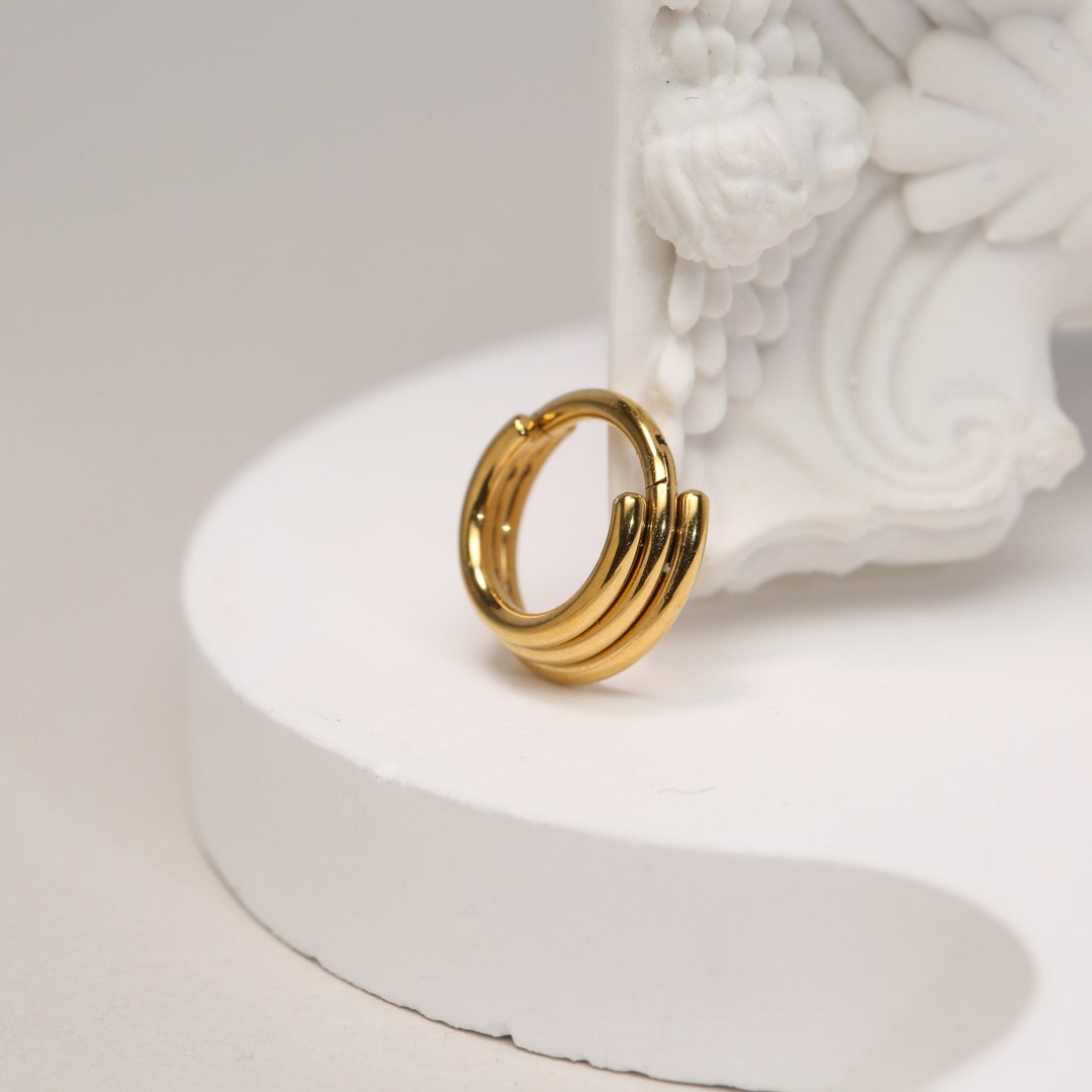 Triple Stacked Septum Clicker Ring - Nose Ring - 316L Surgical Steel ...