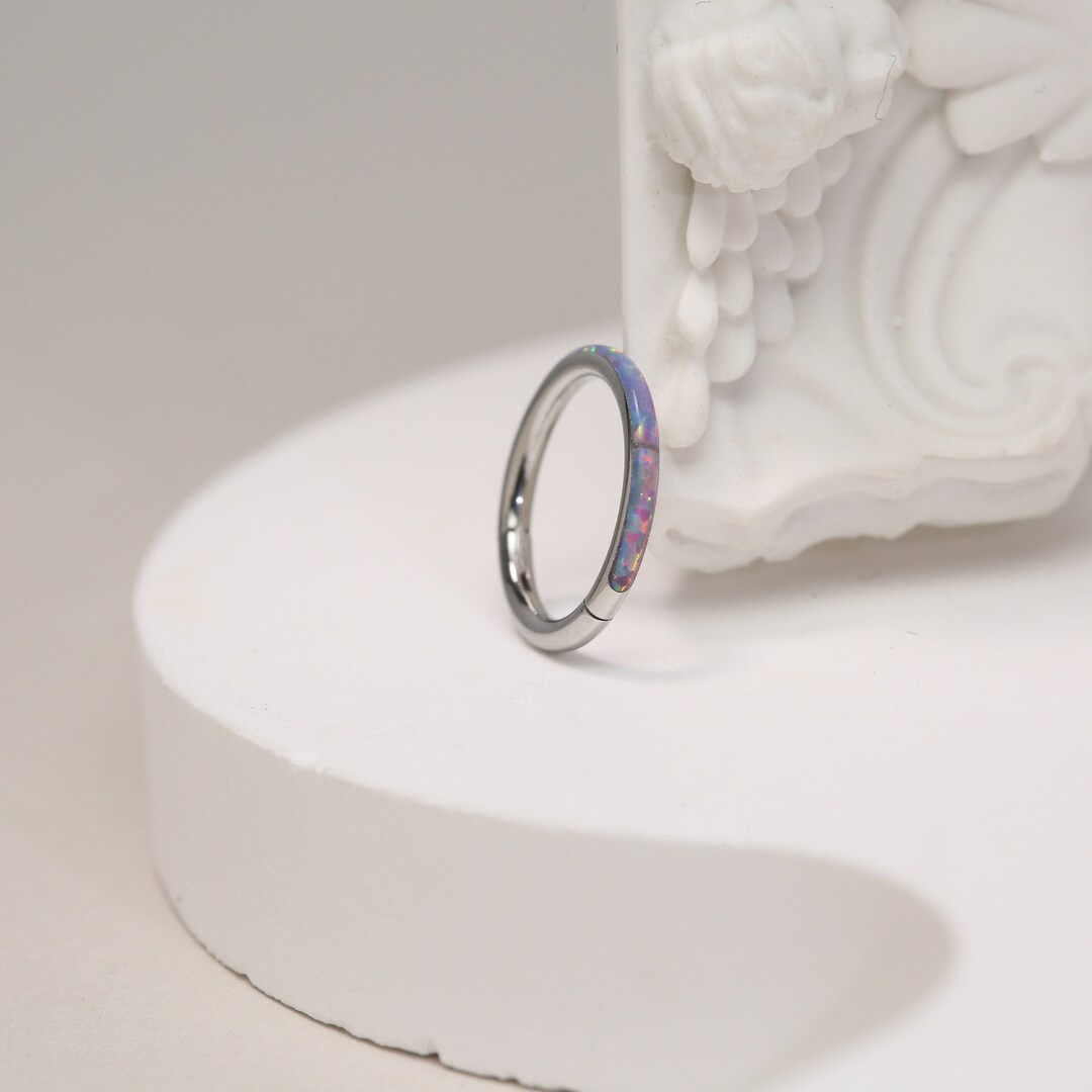 Purple Opal Nose Ring Hoop - Split Ring - Nose Ring - 316L Surgical ...