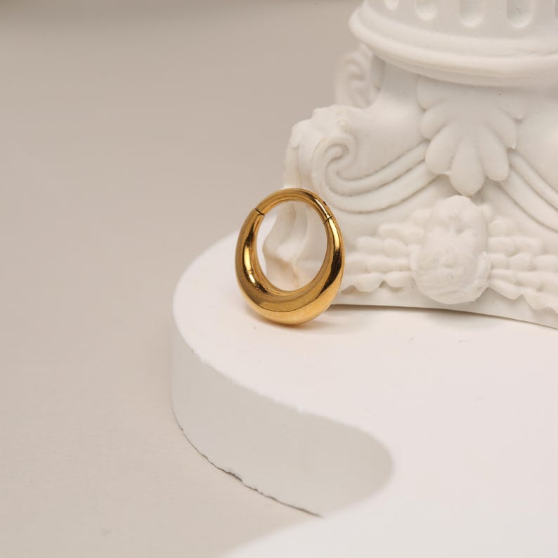 Thick Earring Hoop Gold Tapered Huggie Hoops Sterling Silver Chunky ...