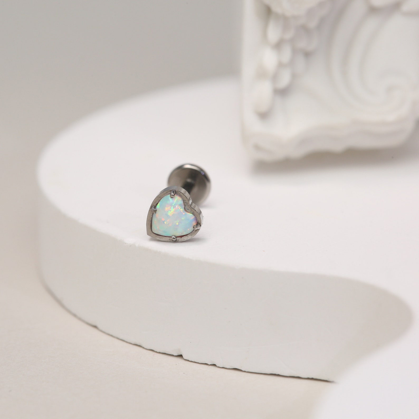 Heart Opal Lip Ring Nose Stud Earring Stud- Labret Medusa Piercing ...