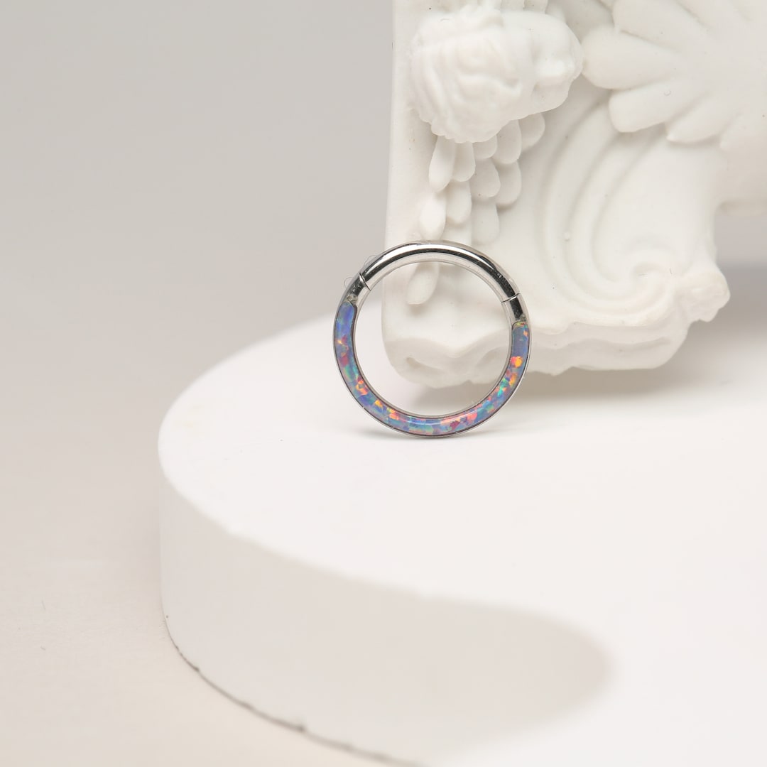 Purple Opal Nose Ring - 14G 16G -316L Surgical Steel- Septum Clicker ...