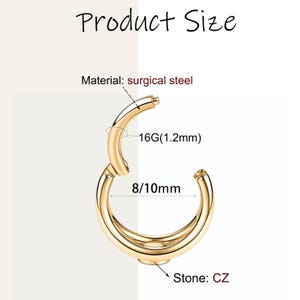 Double Open Stacked Nose Ring Hoop Clicker Ring 316L Surgical Steel ...