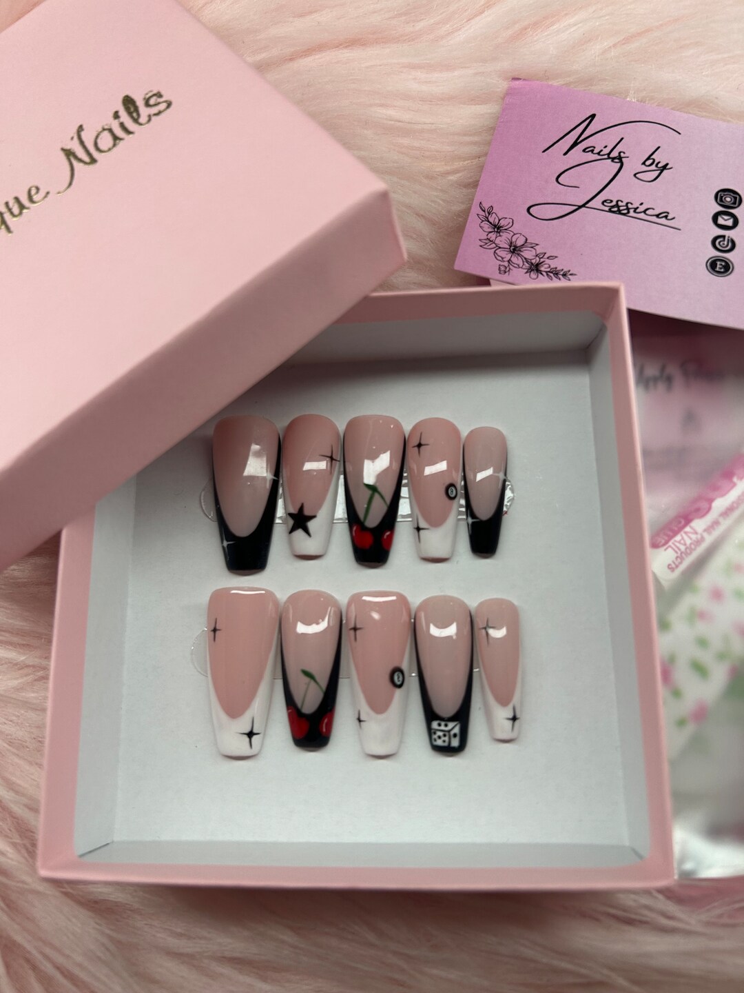 Black and White 8 Ball Nails - Etsy