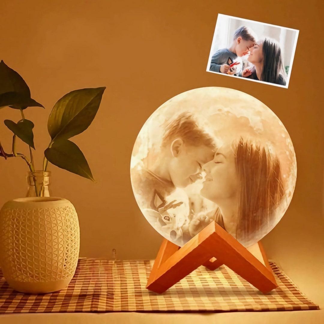 Personalized Photo Moon Lamp 3D Printed Moon Lamp Custom Night Light ...