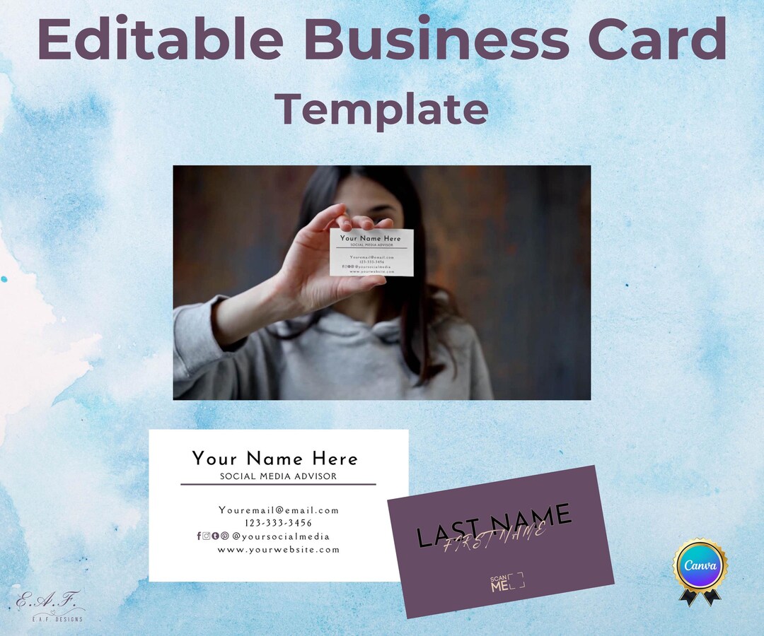 Business Card | Editable | Minimalist Design | Template | Canva | Print ...