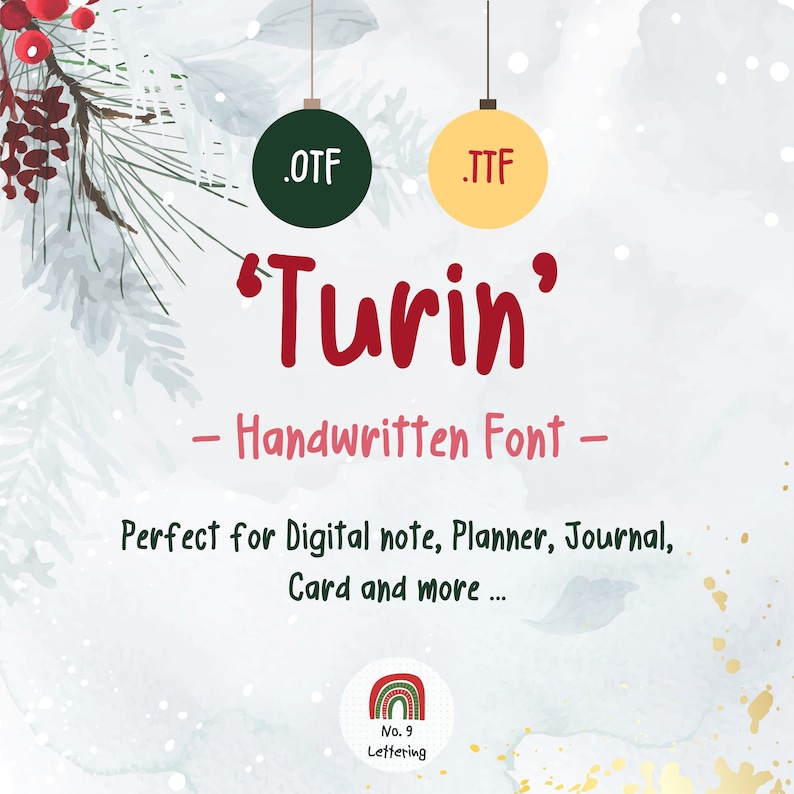 Turin Font, Realistic Handwritten Font, Cute Font, Digital Note Taking ...