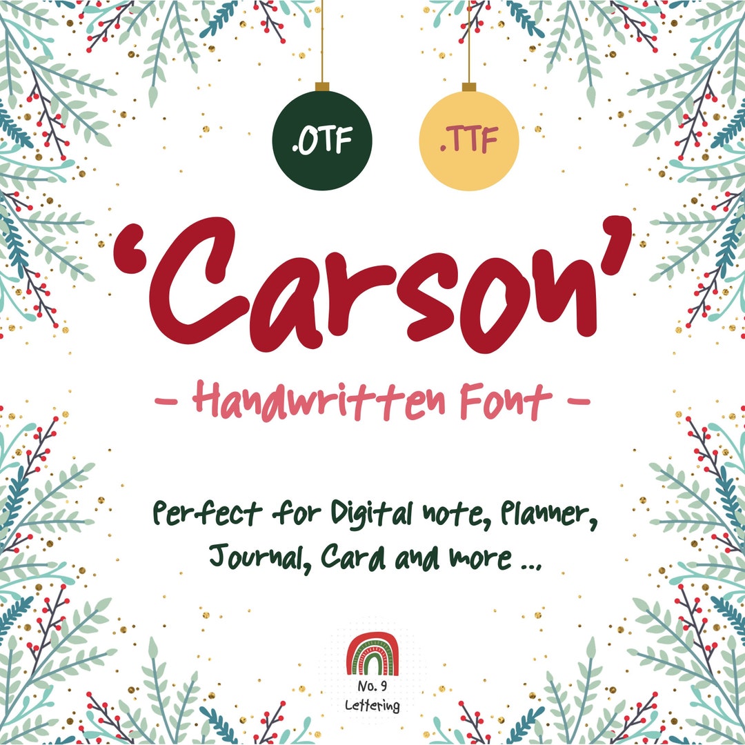 Carson Font, Realistic Handwritten Font, Cute Font, Digital Note Taking ...