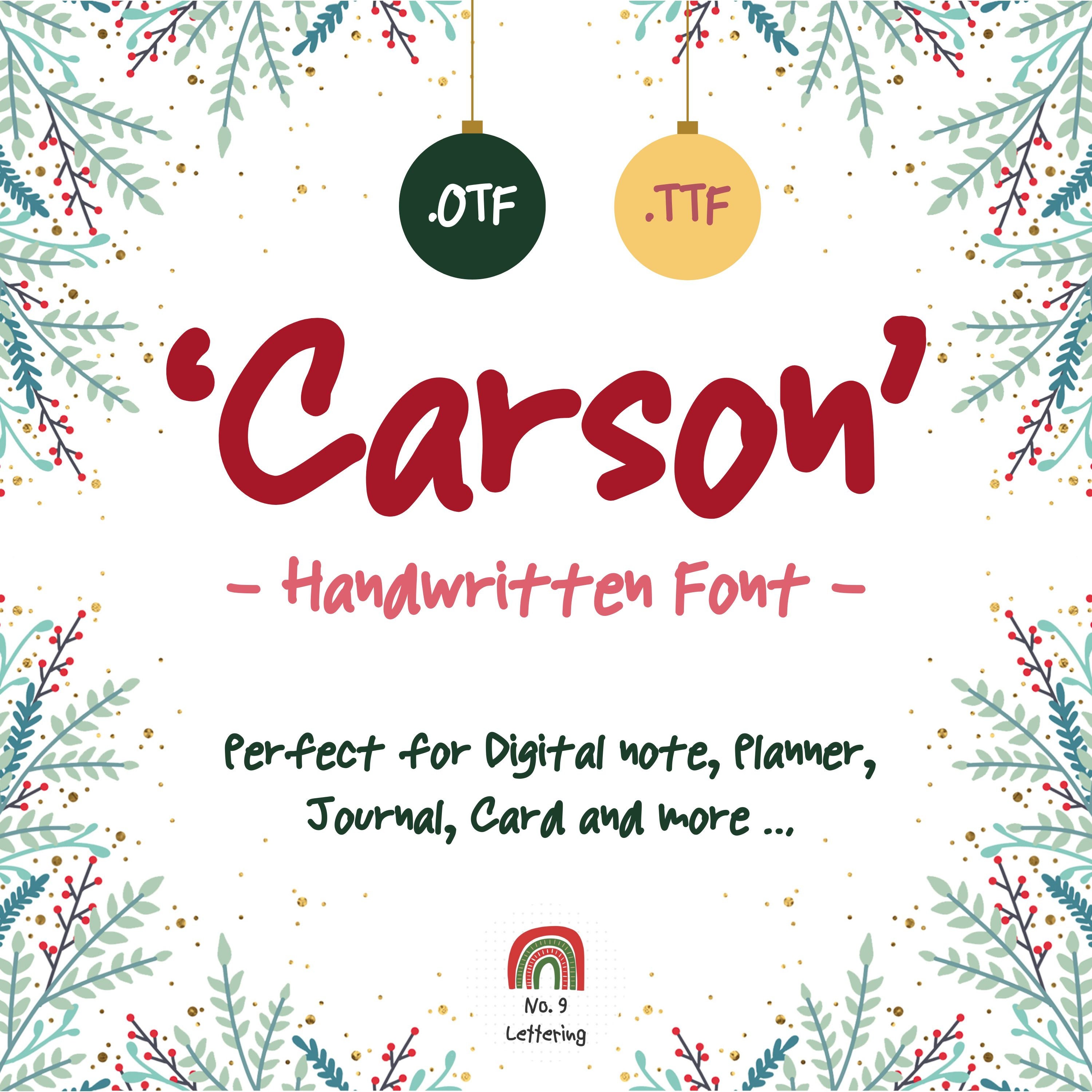 Carson Font, Realistic Handwritten Font, Cute Font, Digital Note Taking ...
