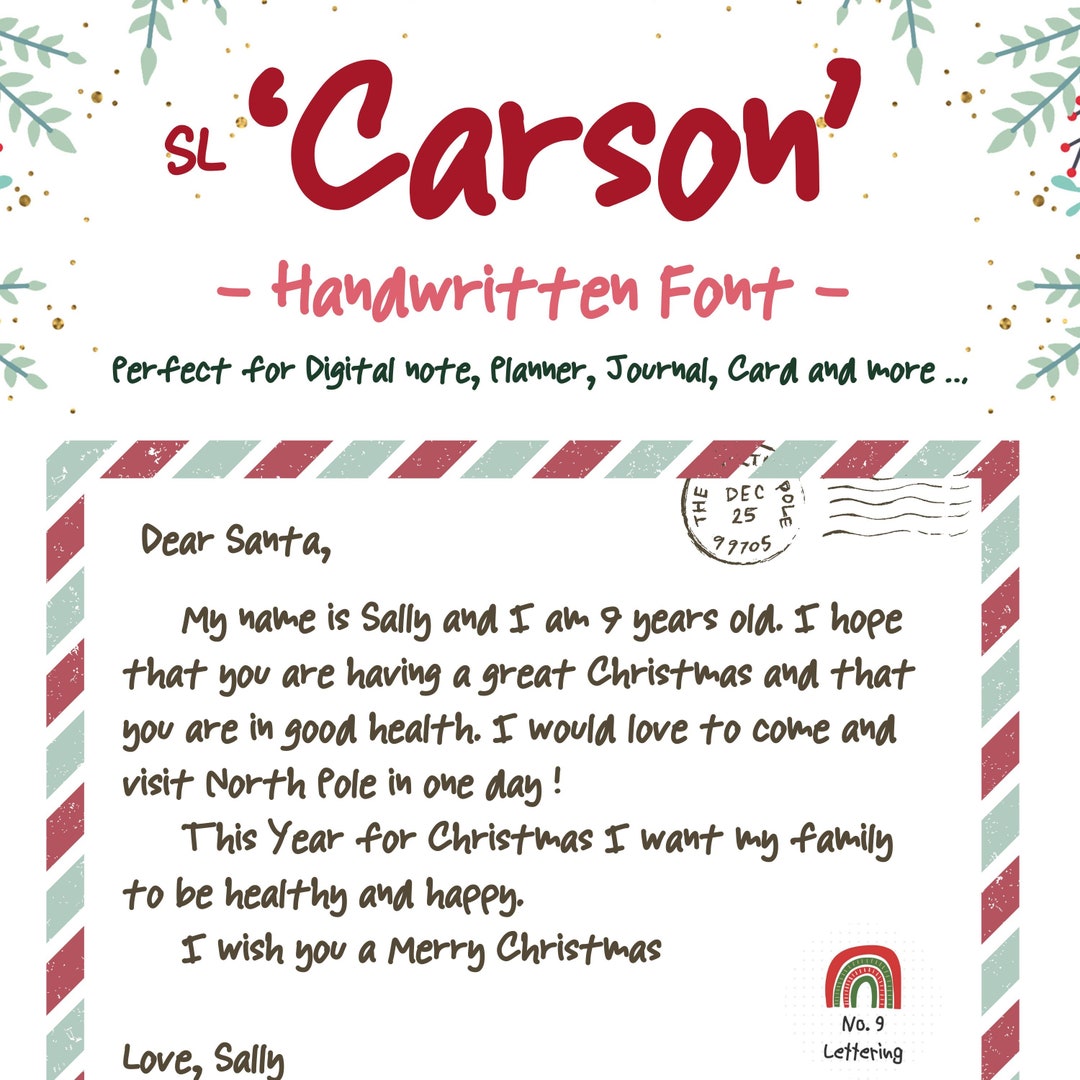 Carson Font, Realistic Handwritten Font, Cute Font, Digital Note Taking ...