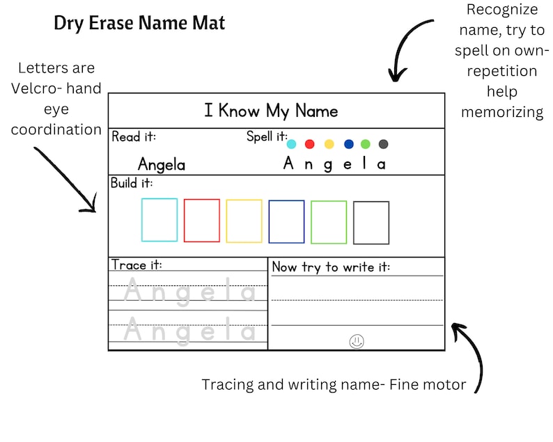 Dry Erase Name Mat, Learn to Spell |write Name Preschool + Kindergarten ...