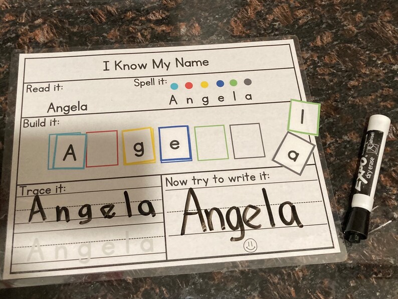 Dry Erase Name Mat, Learn to Spell |write Name Preschool + Kindergarten ...