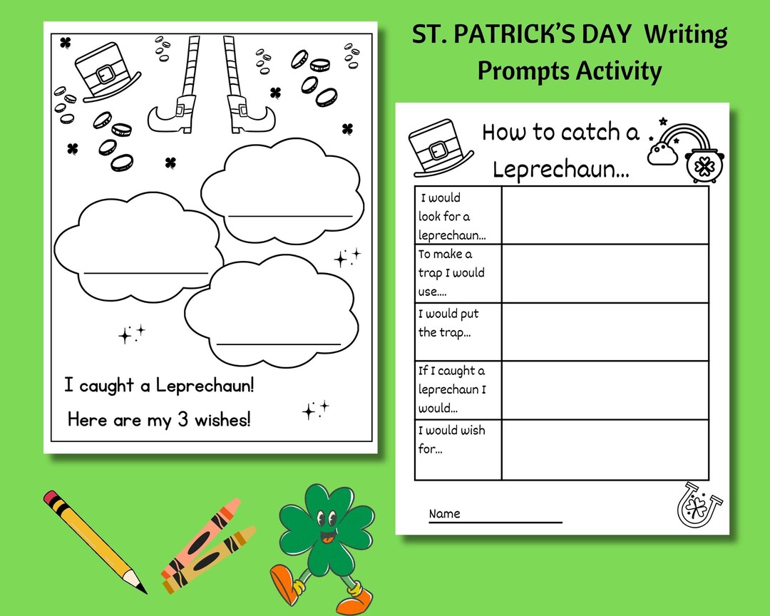 St. Patrick's Day Writing Prompt Activity 2 Printableif I Catch a ...