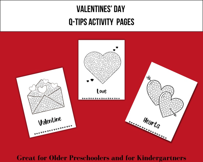 Valentine's Day Q-tip Activity Kindergarten Order Preschoolers Fine ...