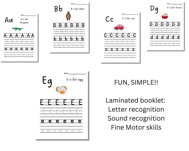 Alphabet Tracing Laminated Dry-erase Tracing Practices A-Z Upper and ...