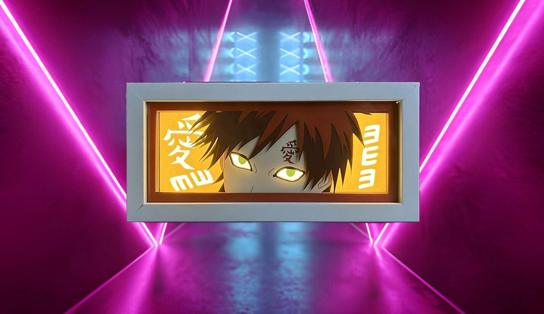 Anime Led Light Box, Gaara, for Him, Her, Birthday Gift, Bedroom Light ...