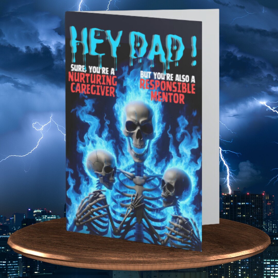 Extreme Blue Flame Skeleton Card for Dads - Etsy