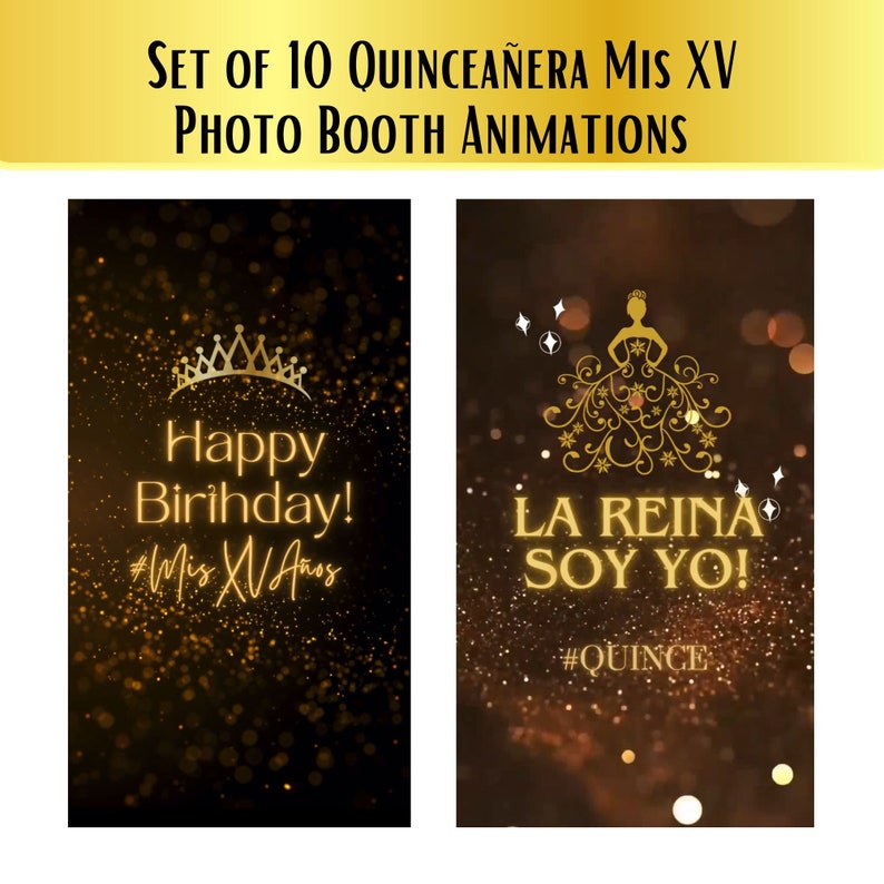 Black Gold Quinceanera Photo Booth Animations (digital Download) - Etsy