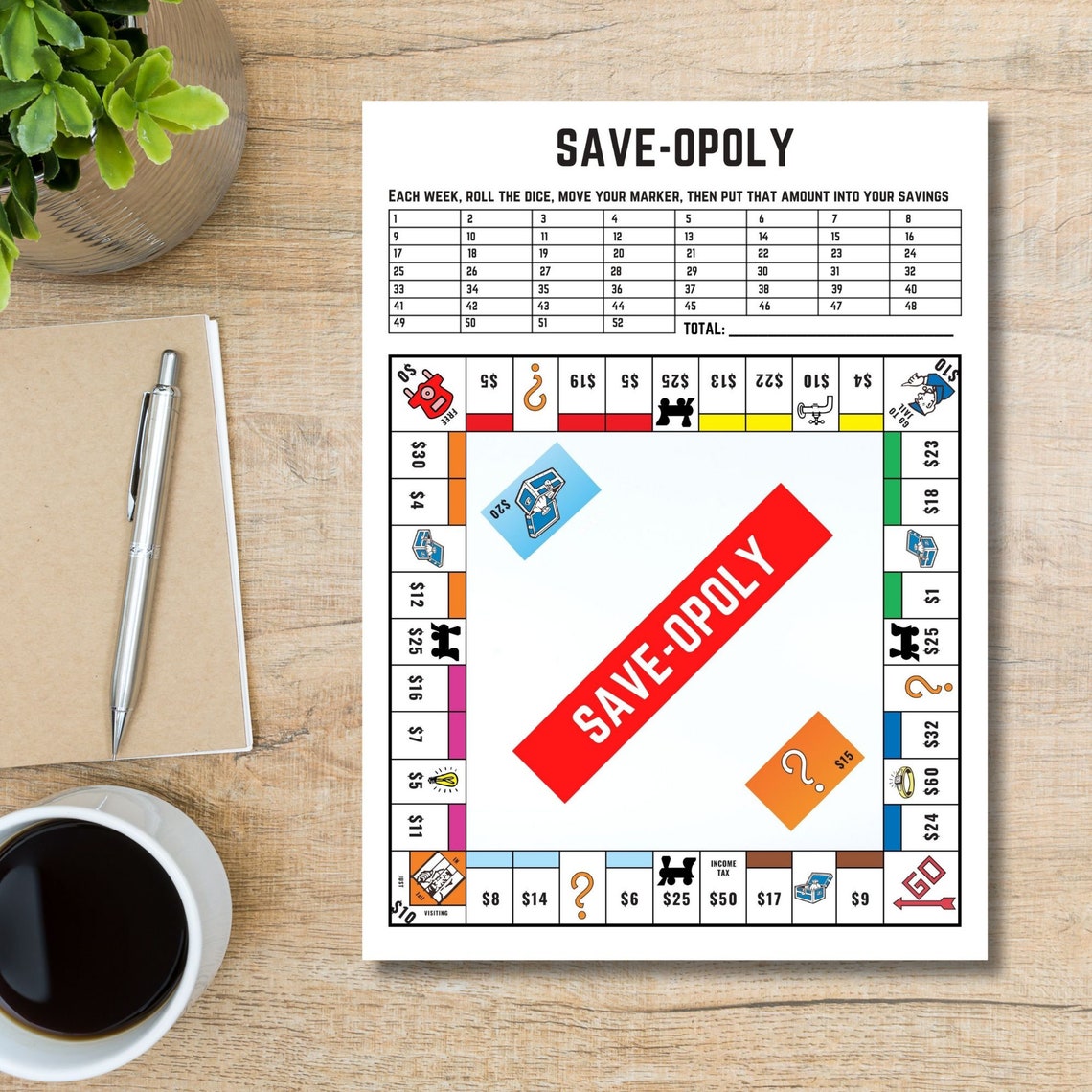 Saveopoly Savings Challenge: Printable Budgeting Game (digital Download) - Etsy