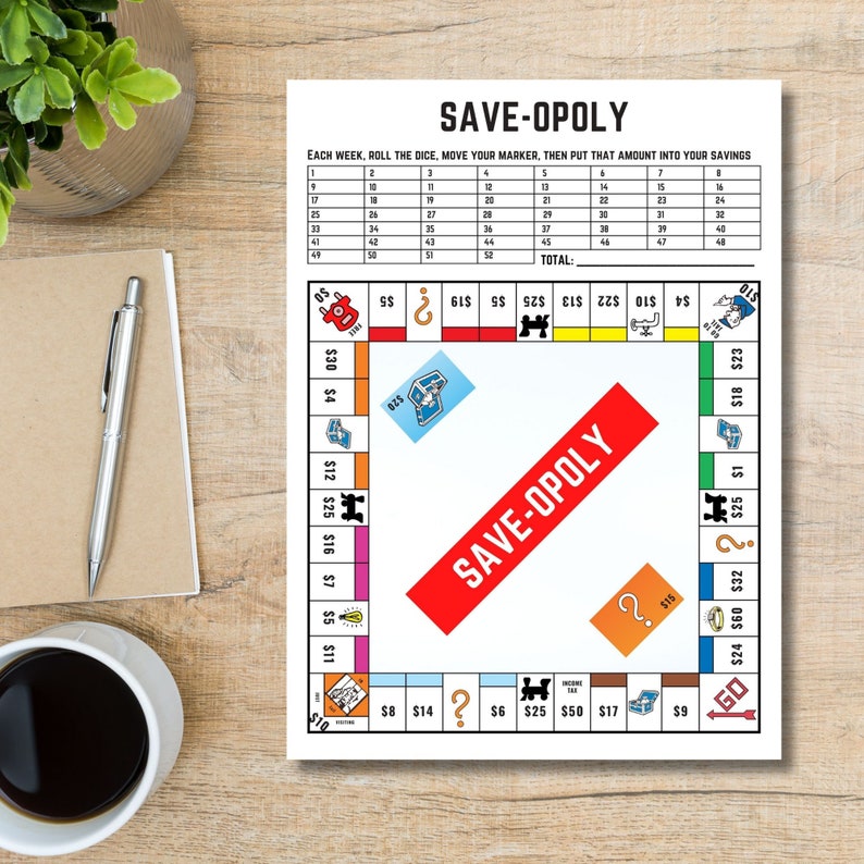 Saveopoly Savings Challenge: Printable Budgeting Game (digital Download ...