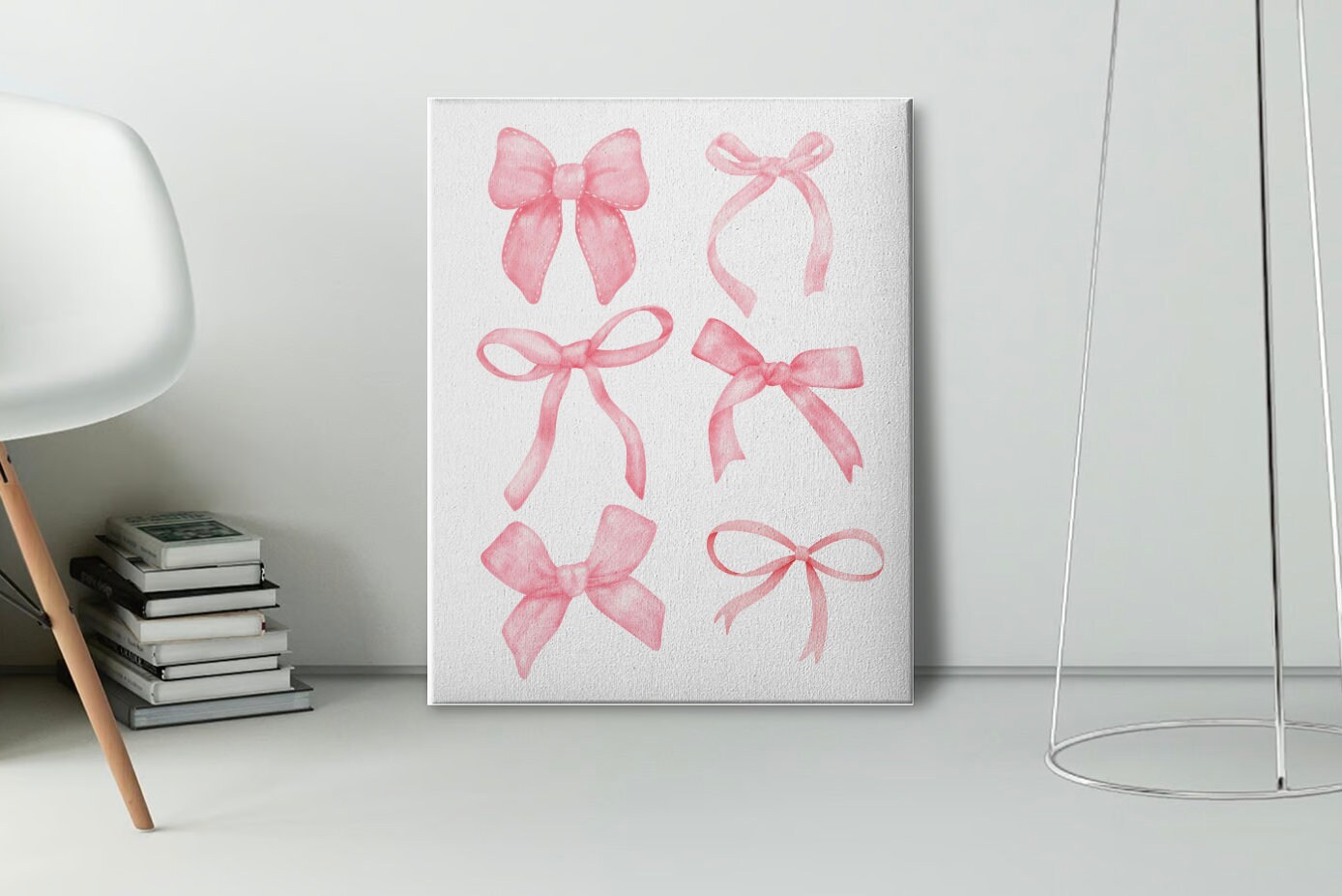 Pastel Pink Watercolor Bows Print: Coquette Room Decor (digital ...