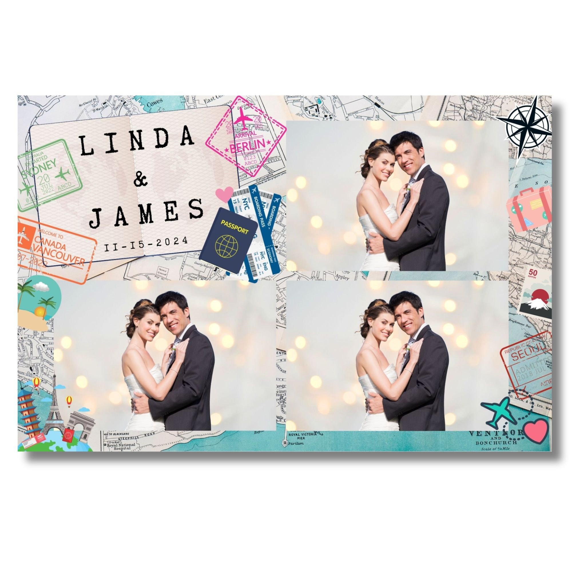 Passport Wedding Photo Booth Template 4x6, Instant Download, Editable ...