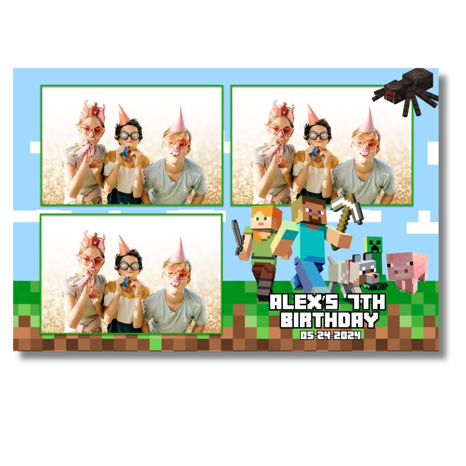 Minecraft Birthday Photobooth Template, Instant Download, Editable ...