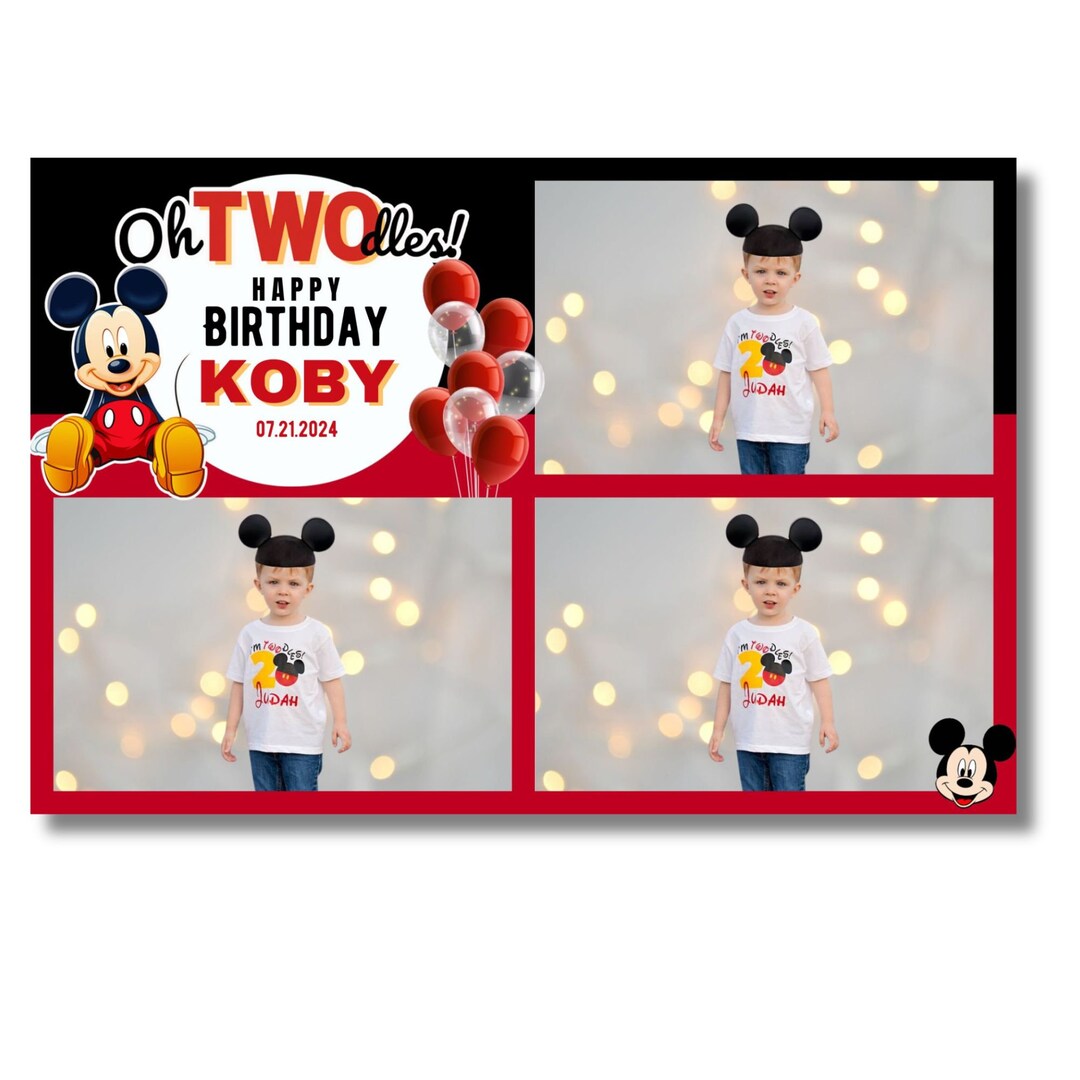 Mickey Mouse Birthday Photobooth Template: Red and Black (digital ...