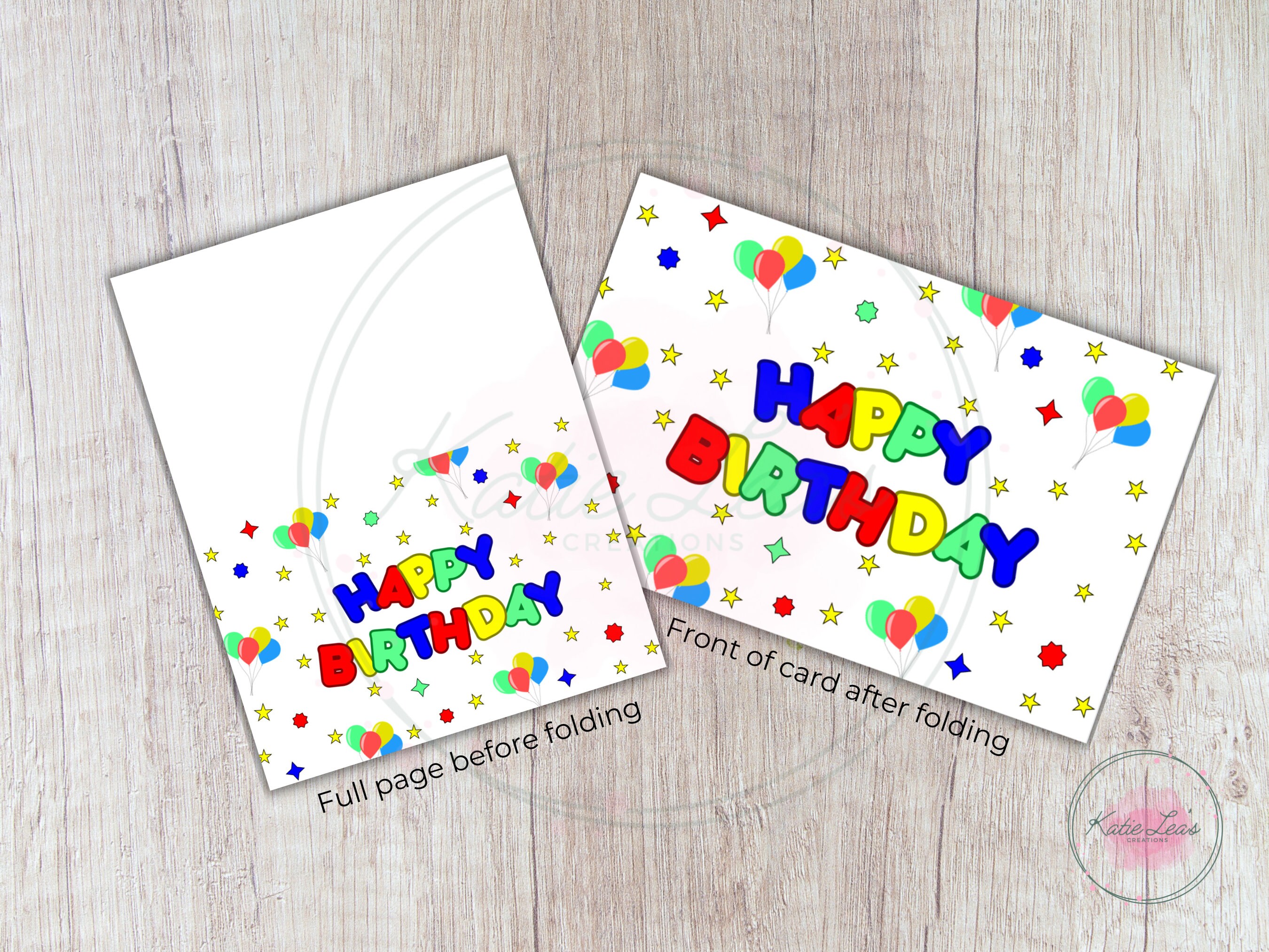 Printable Birthday Card blank Inside Colorful Theme - Etsy