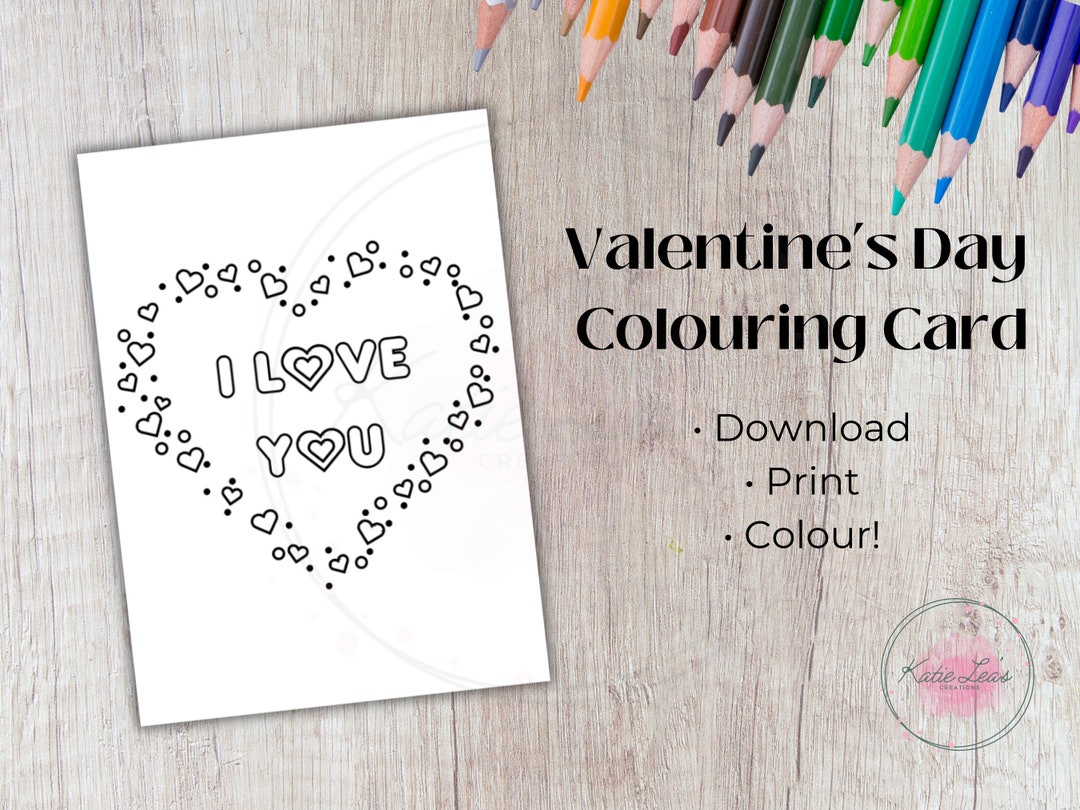 Printable Valentine’s Day Card Coloring Page - Etsy