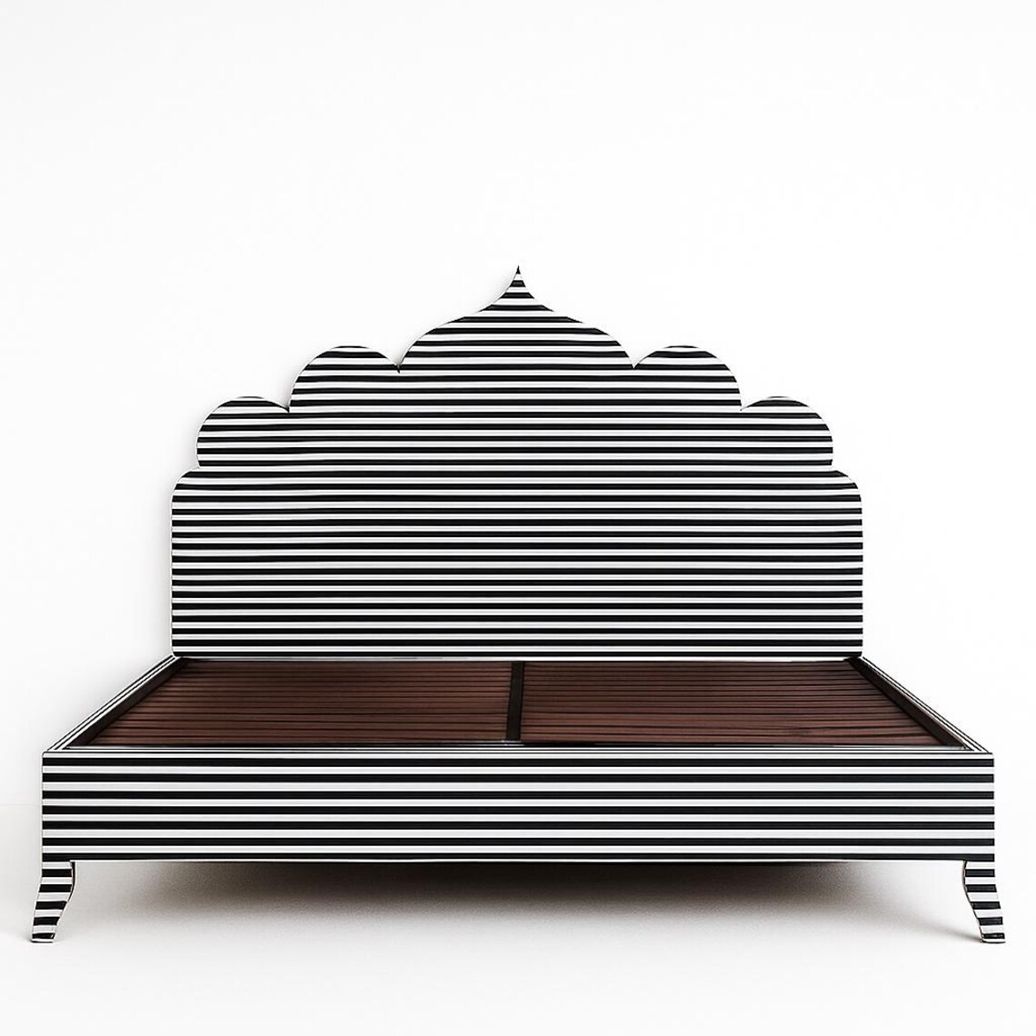 Handmade Bone Inlay Waterfall Bed Frame – Striped Black & White Modern ...
