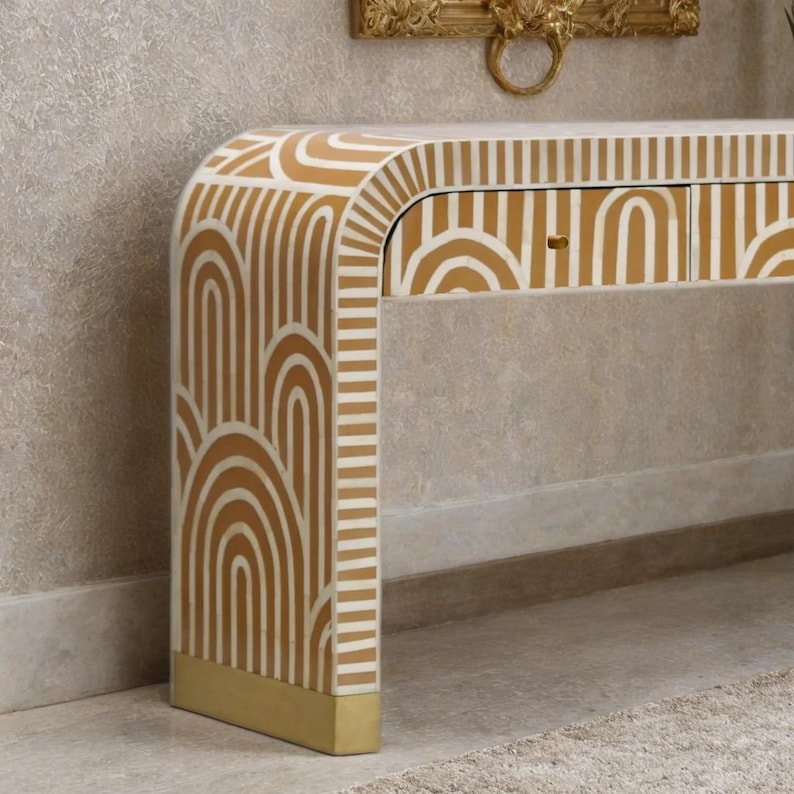 Unique Bone Inlay Console Table 3 Drawers – Handmade Modern Living Room ...