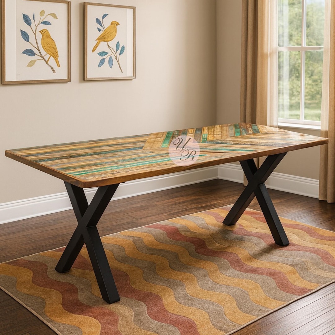 Reclaimed Wood Dining Table | Herringbone Pattern Table | Handmade ...